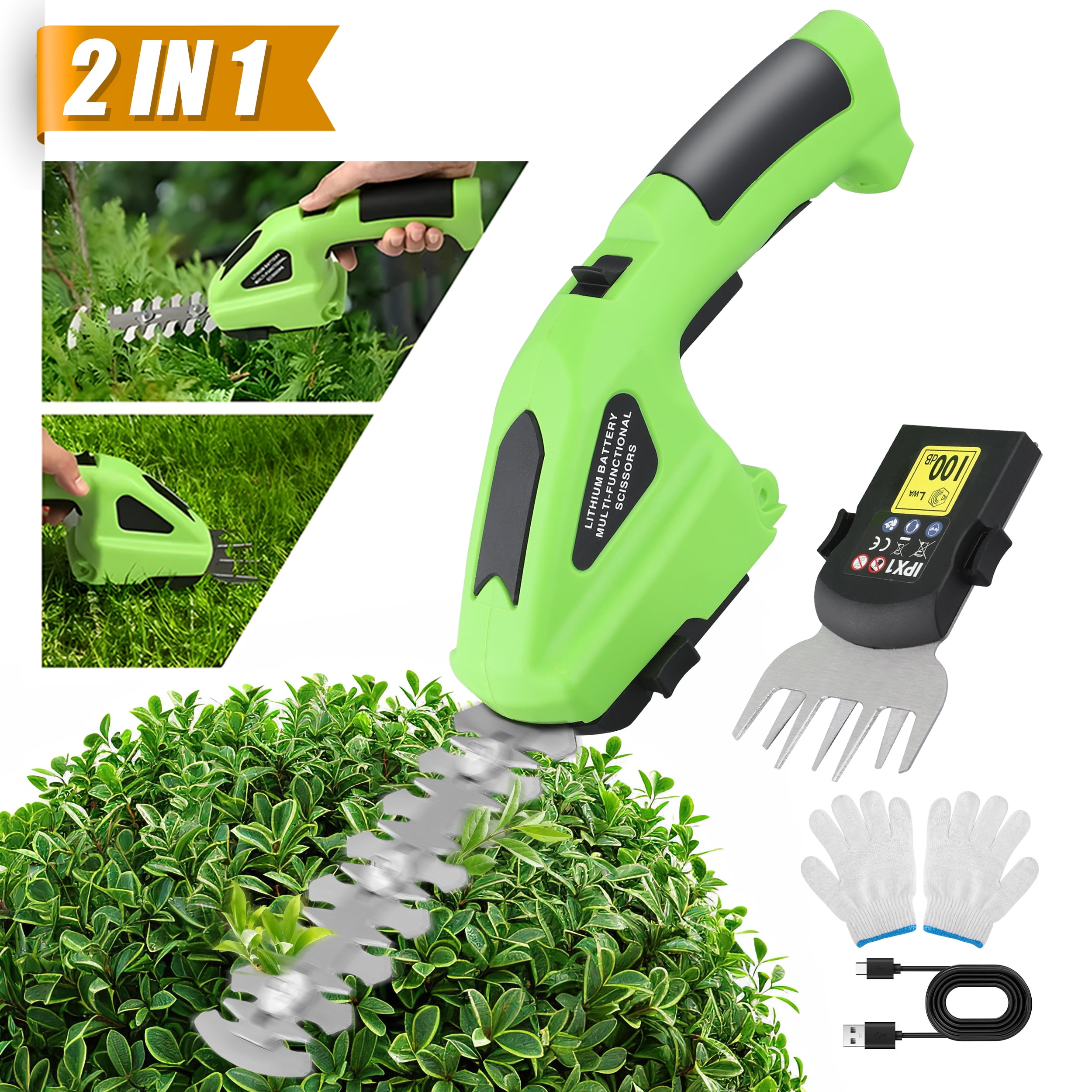 RELOIVE Cordless Hedge Trimmer, 2-in-1 Grass Shear and Shrub Trimmer, 7 ...
