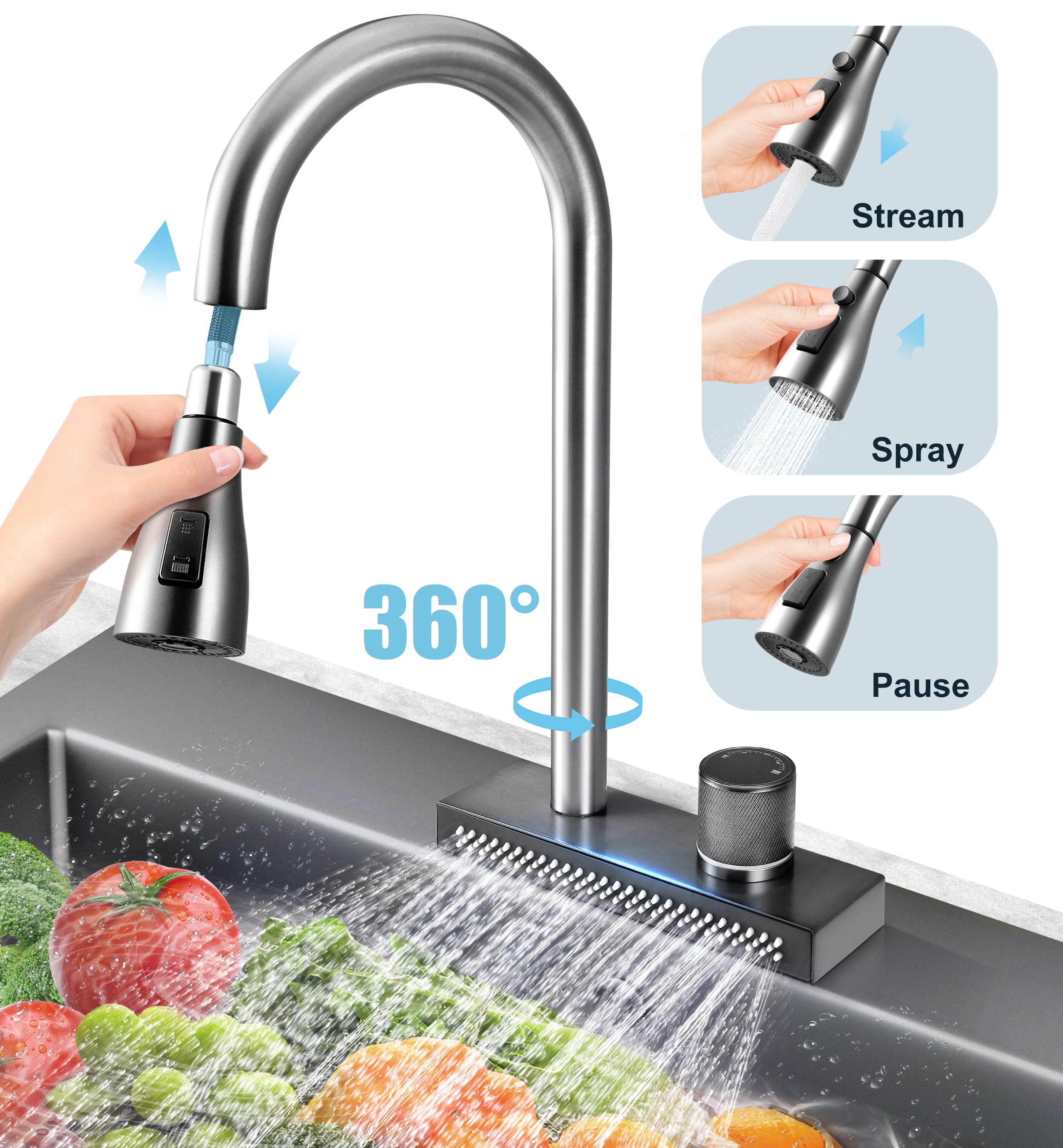 RELOIVE Kitchen Faucet, Stainless Steel Kitchen Faucet with Pull Down ...