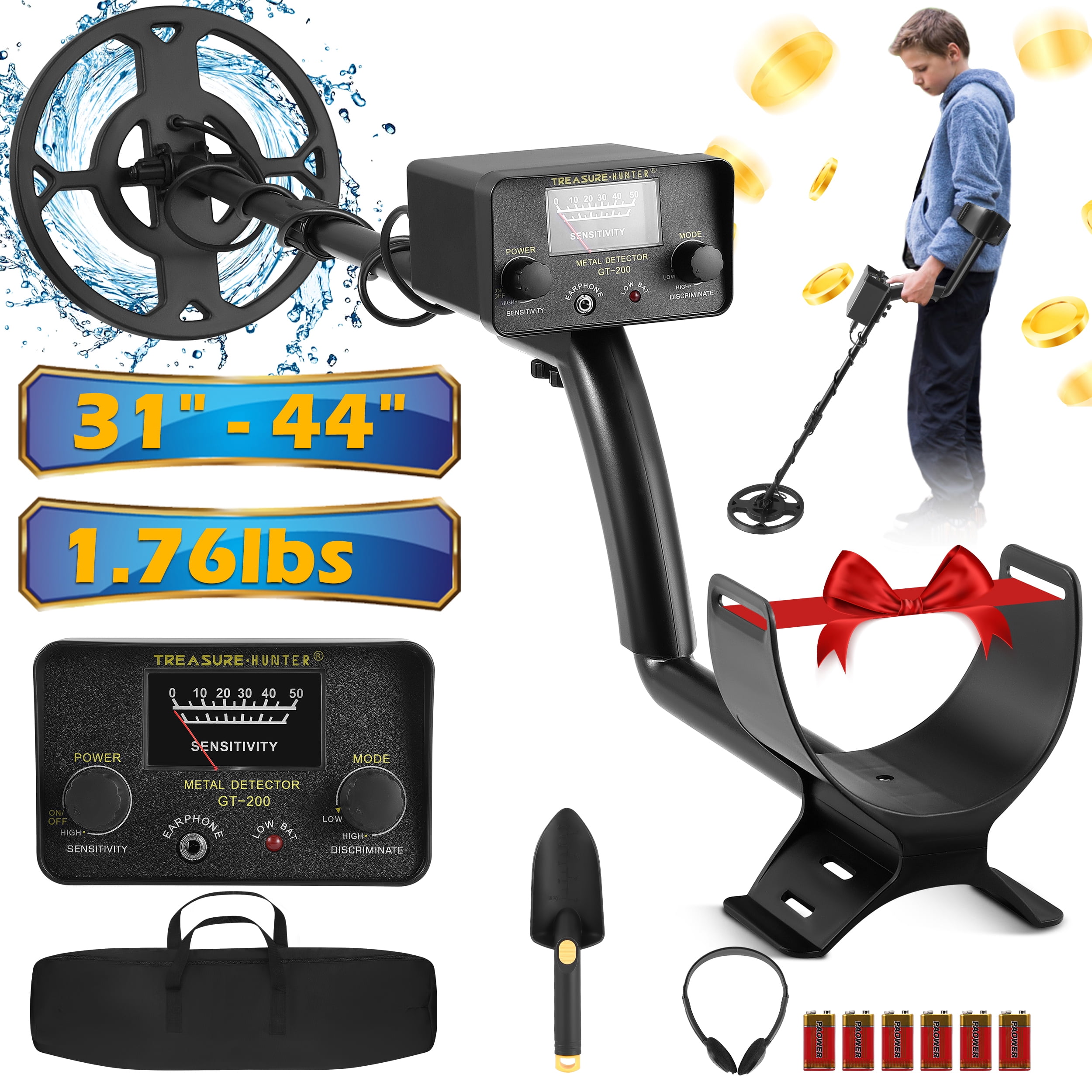 RELOIVE Metal Detector, 2 Modes Adjustable 31"-44" Waterproof for Beach ...
