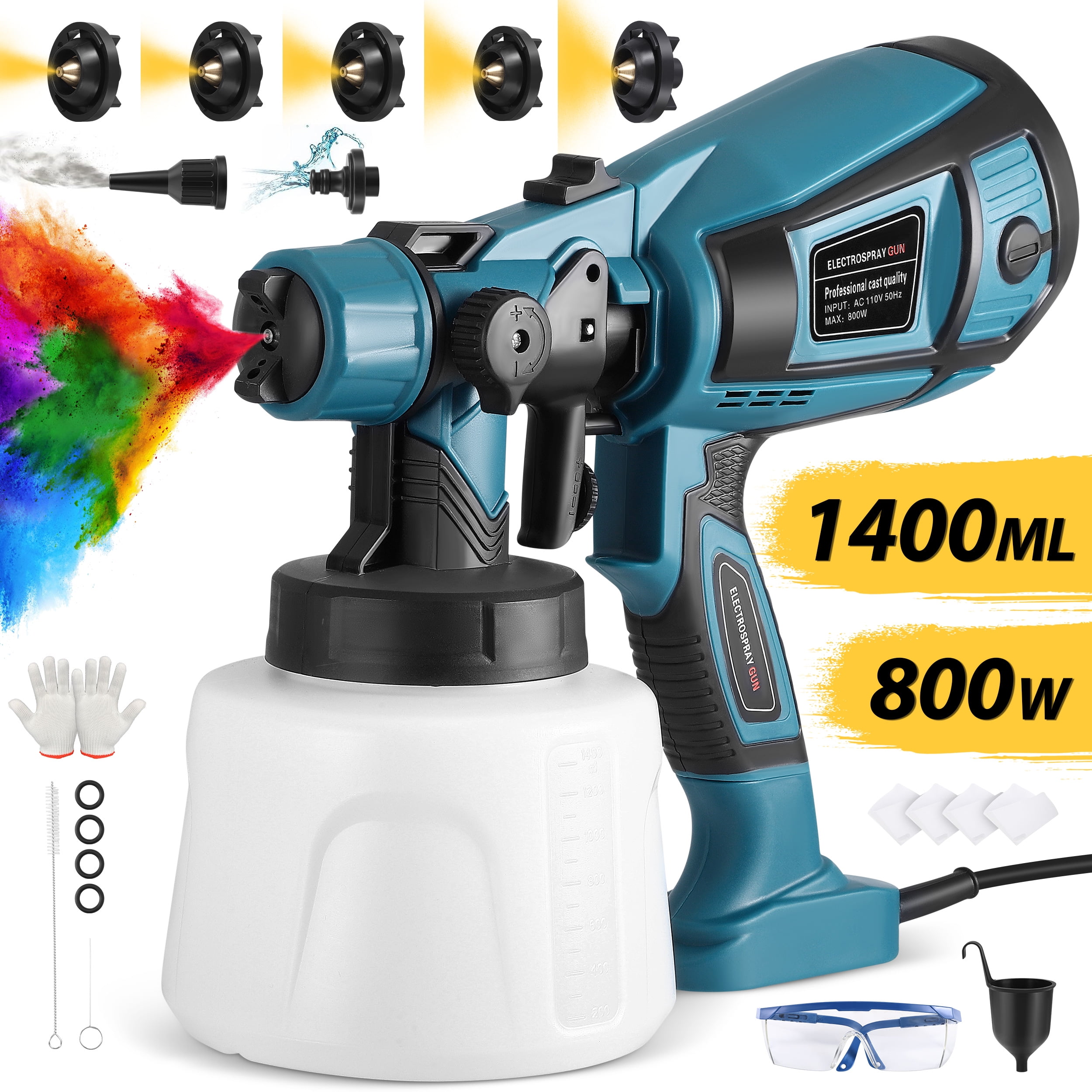 RELOIVE Powerful Electric Paint Gun with Adjustable Flow & Spray ...