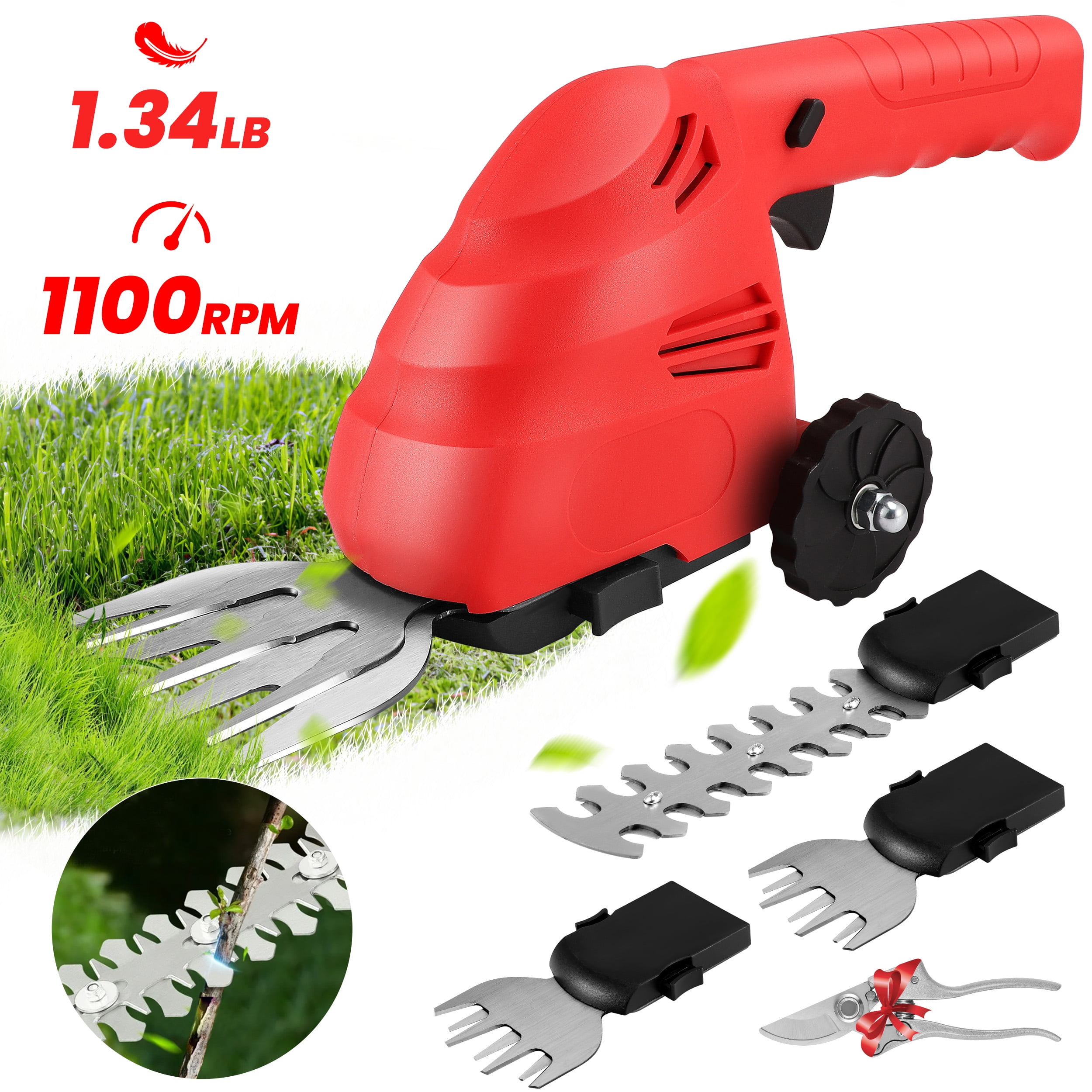 RELOIVE Hedge Trimmer Cordless,2-in-1 Handheld Cordless Grass Shears,7 ...