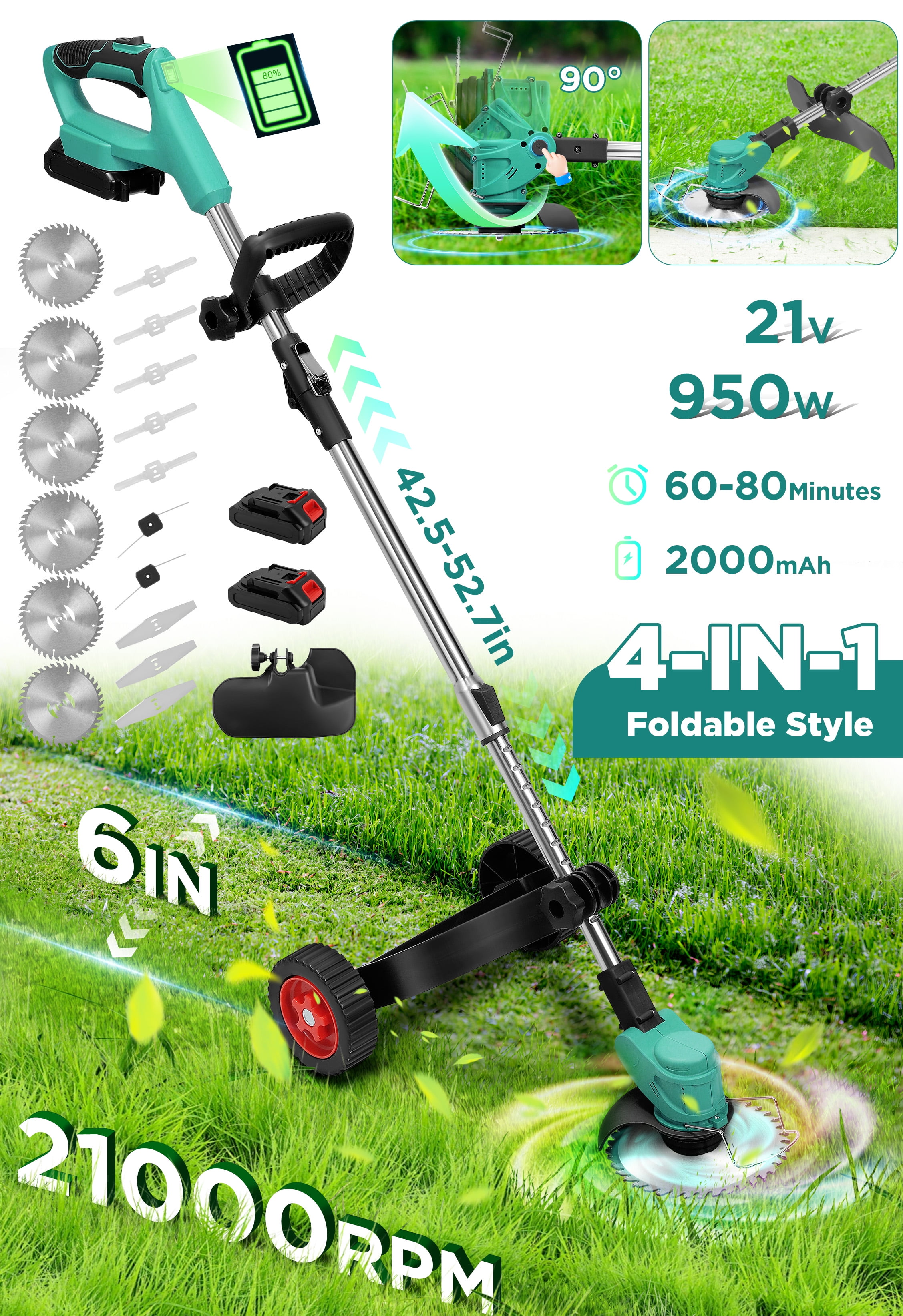 RELOIVE 3 in 1 Electric Cordless Weed Eater,String Trimmer,Weed Wacker ...