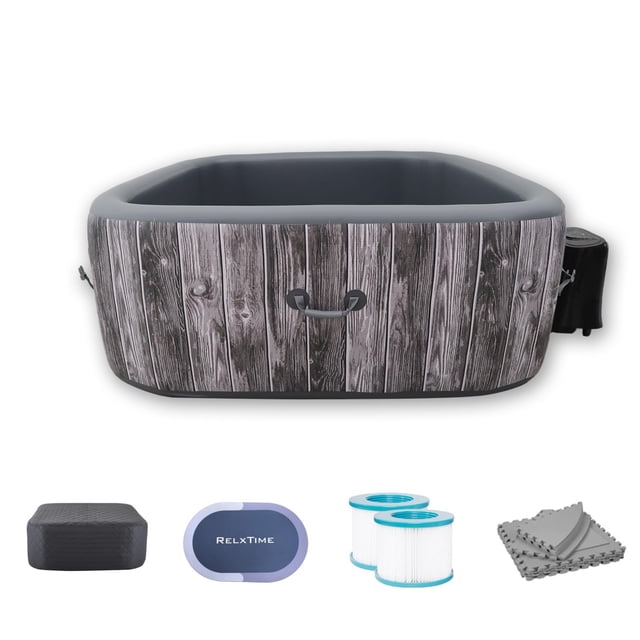 RELXTIME 2-4 Person Inflatable Hot Tub, Portable Square Inflatable Tub ...