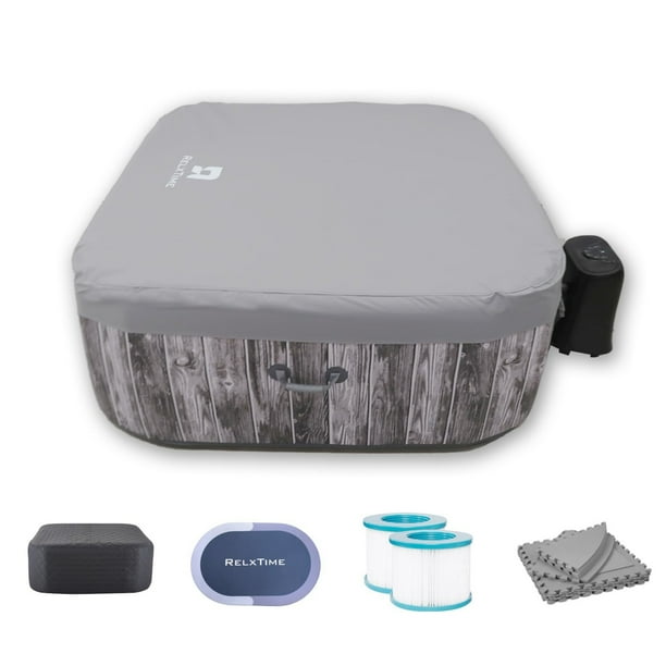 RELXTIME 2-4 Person Inflatable Hot Tub, Portable Square Inflatable Tub ...