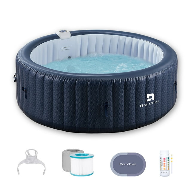 RELXTIME 4-6 Person Inflatable Hot Tub Pool Round Portable Outdoor Spa ...
