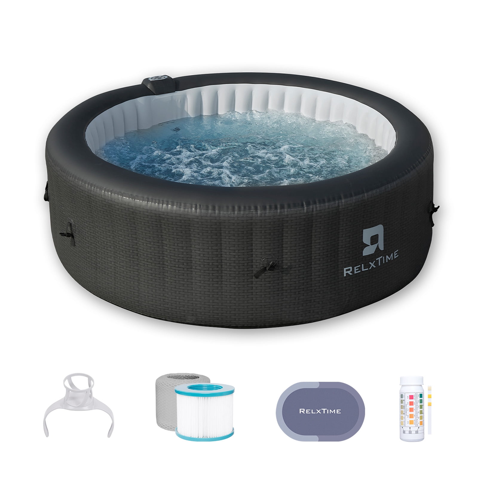 RELXTIME Inflatable Hot Tub 4 to 6 Person, Portable Outdoor Spa, Round ...