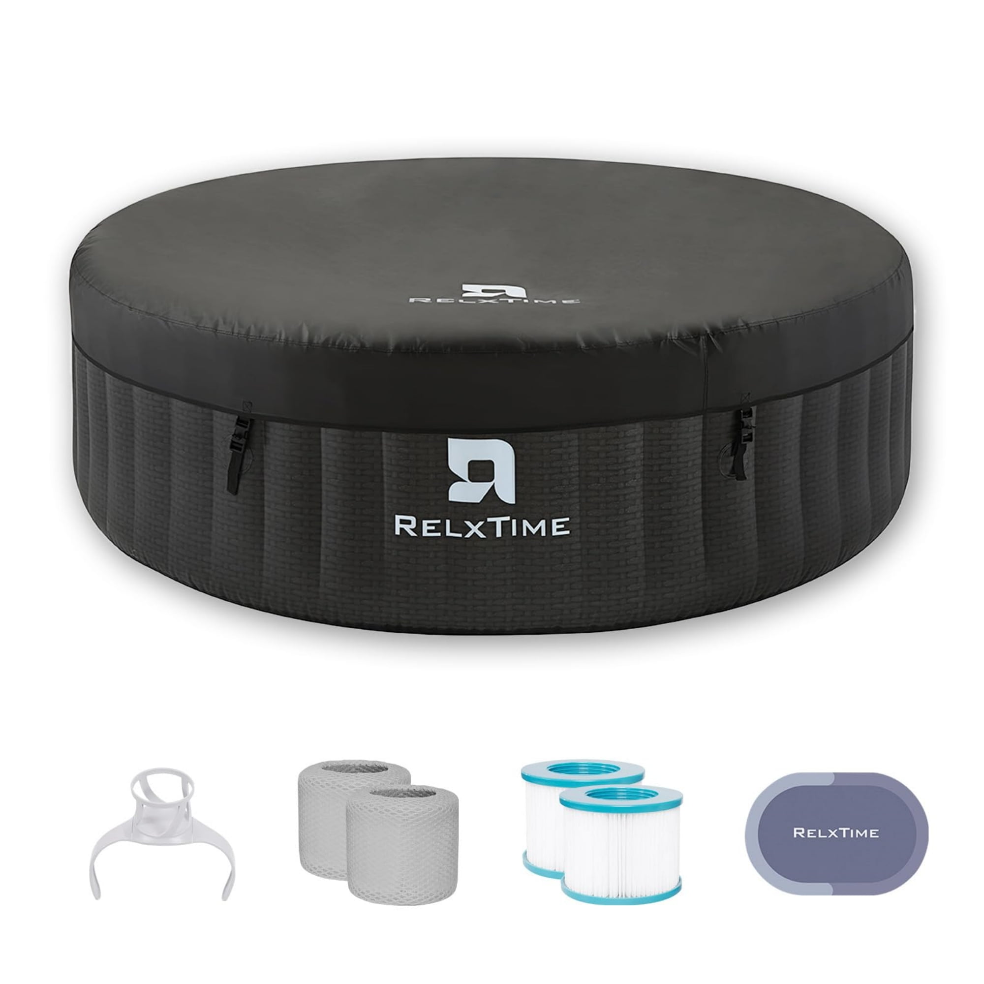 RELXTIME Inflatable Hot Tub 4-6 Person Round Outdoor Blow Up Spa with ...