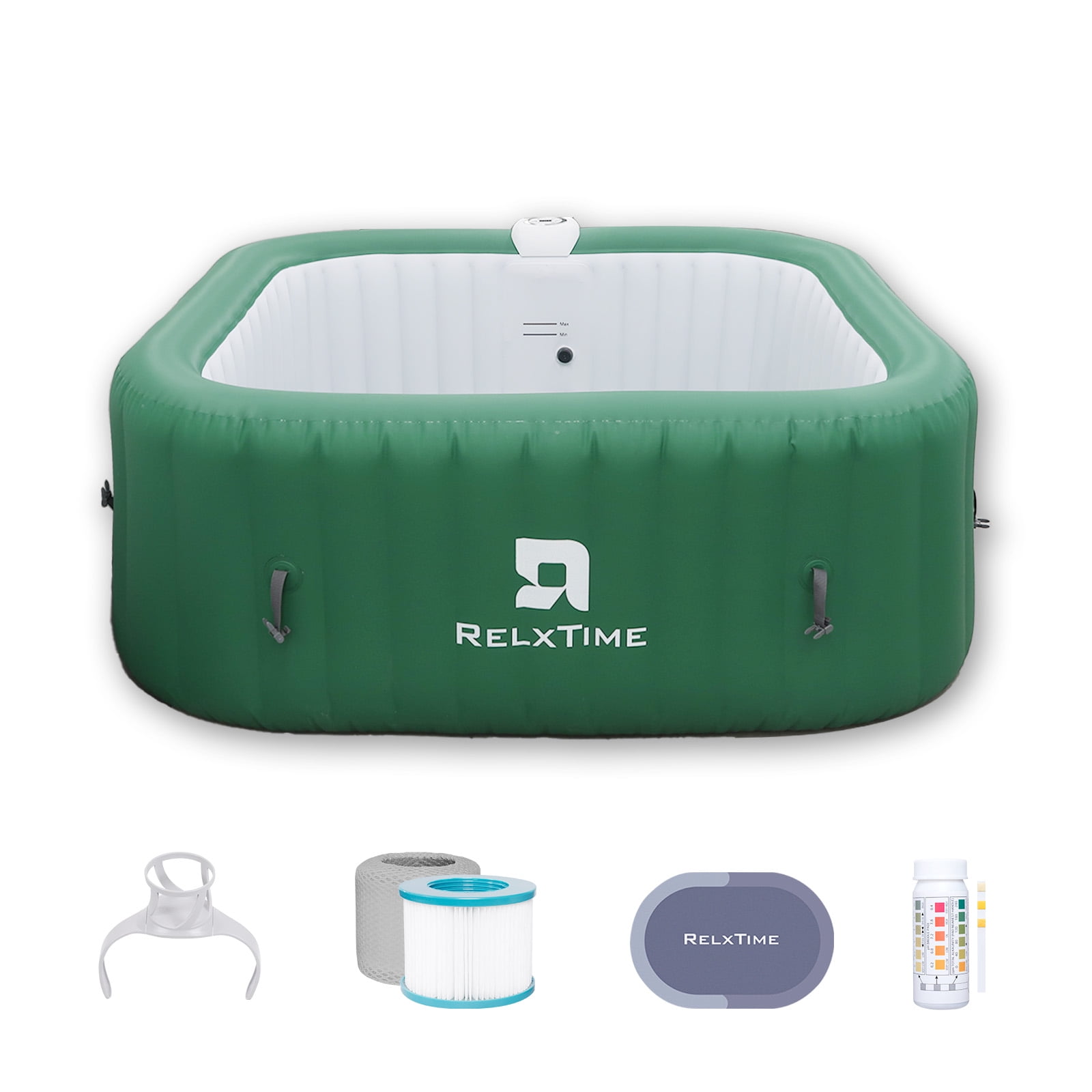 RELXTIME Luxury Inflatable Hot Tub 4-6 Person 73x73 Inch Portable Outdoor Spa with 130 Jets ...