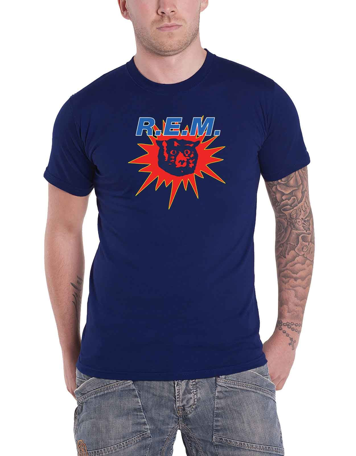 REM R.E.M. T Shirt Monster Album Band Logo new Official Mens Blue ...