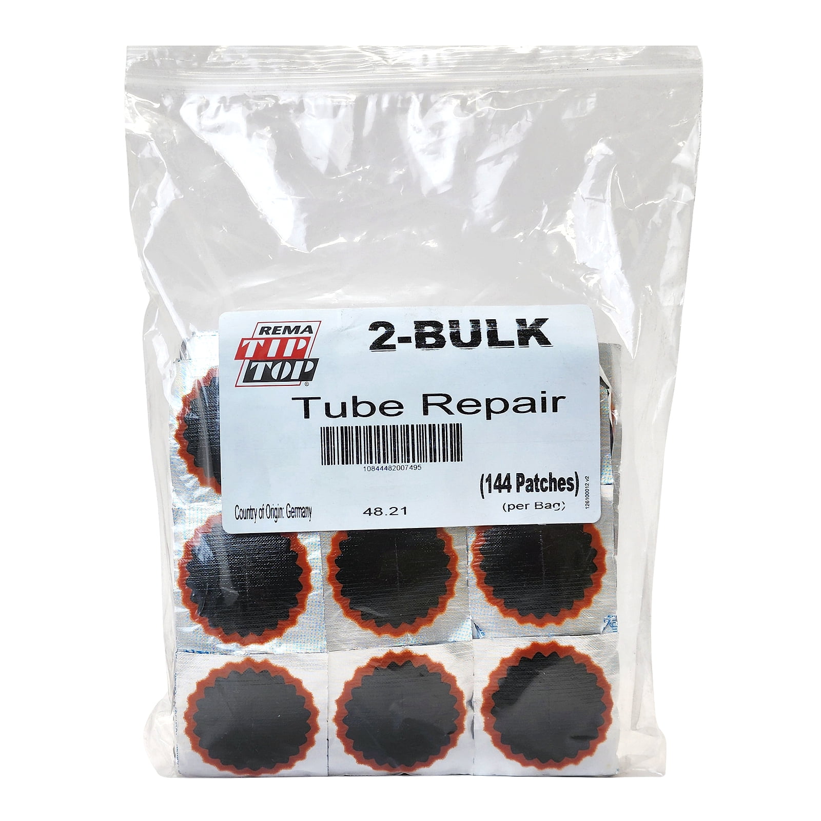 REMA No. 2 Tube Patch, 144 units of 1-3/4-in Round, Red Feather Edge ...