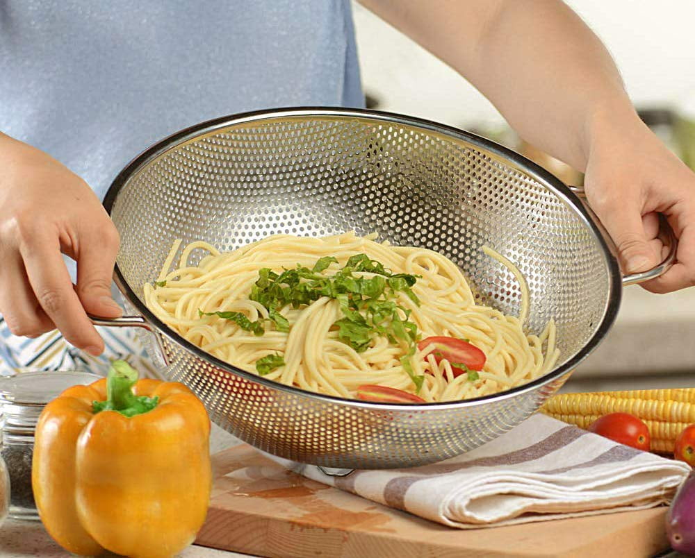 REMANG Stainless Steel Rice Strainer Mash Bowl with Carry Handle ...