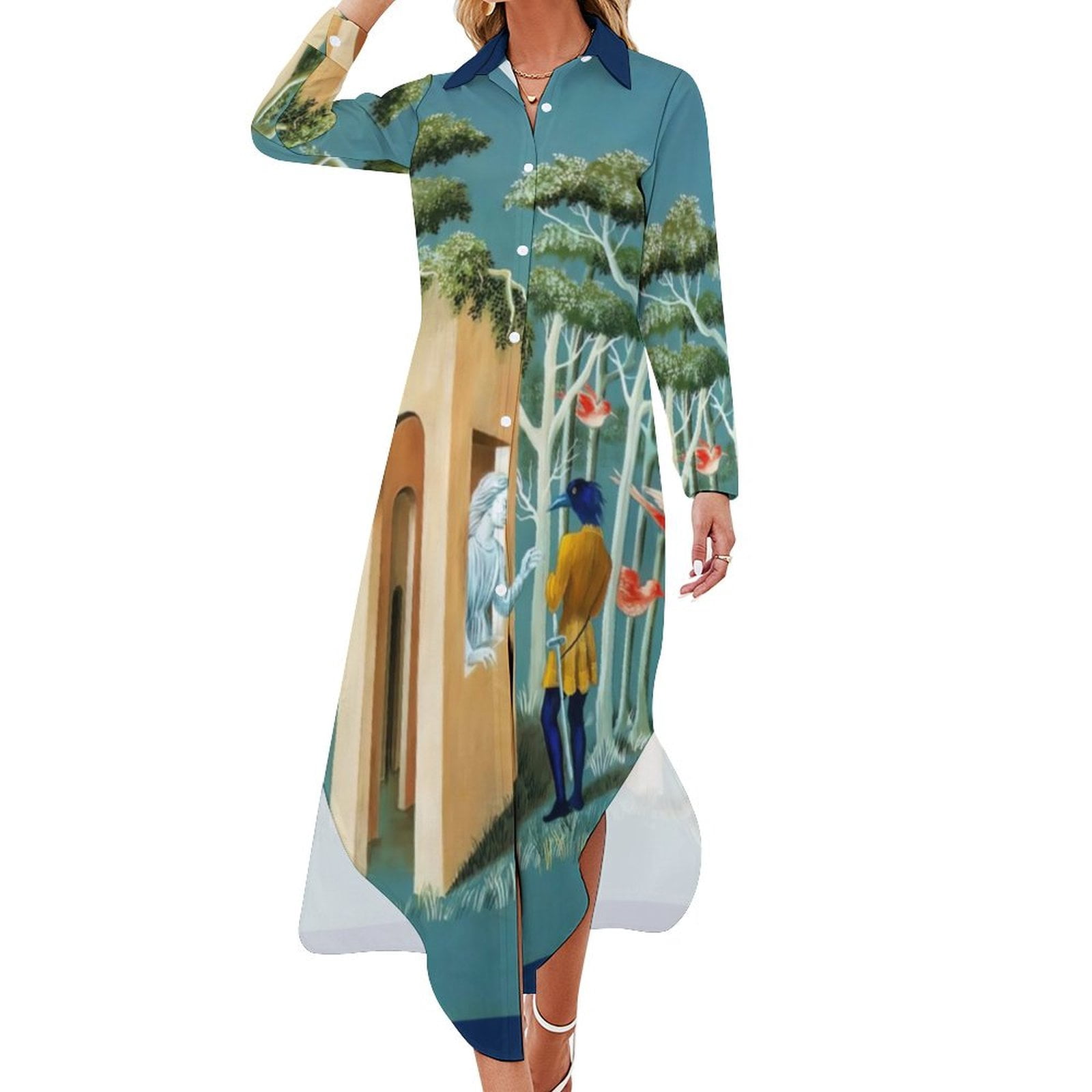 REMEDIOS VARO Surrealism art for sales7 Long Sleeved Shirt Dress Women ...