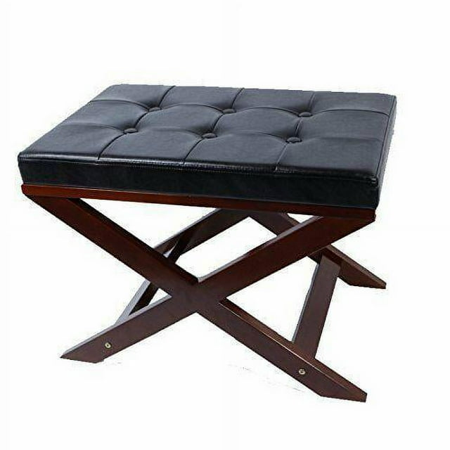 REMSOFT® Upholstered X Bench Ottoman in Black and Cream Color (cream ...