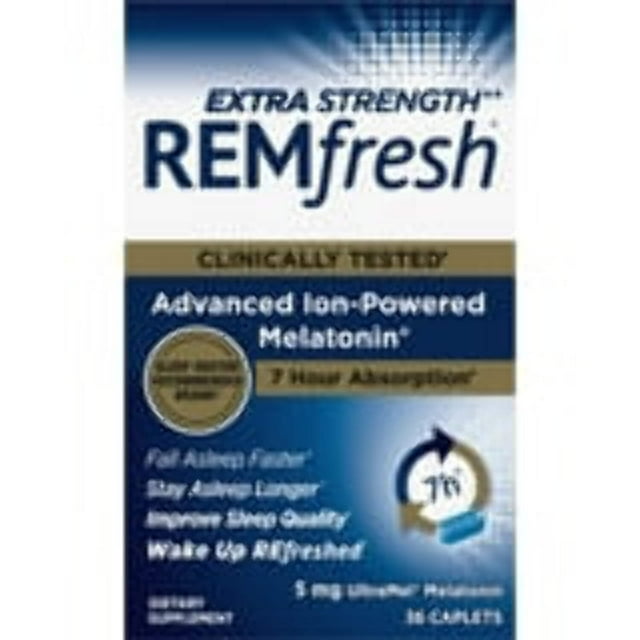 REMfresh 5mg Extra Strength Melatonin Sleep Aid, 36 Caplets, Supports ...