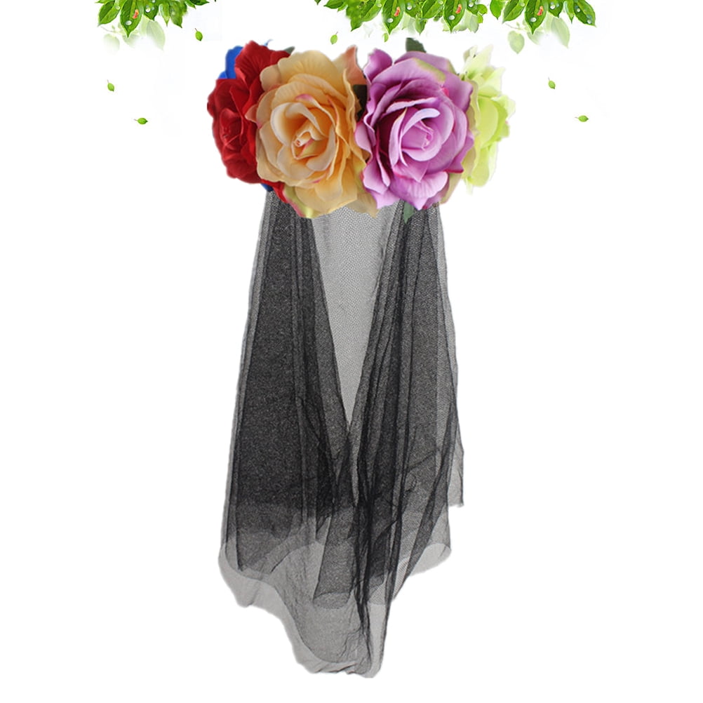 RENACLIPY 1 Piece Girls Veil Multi Colored Rose Shape Yarn For ...