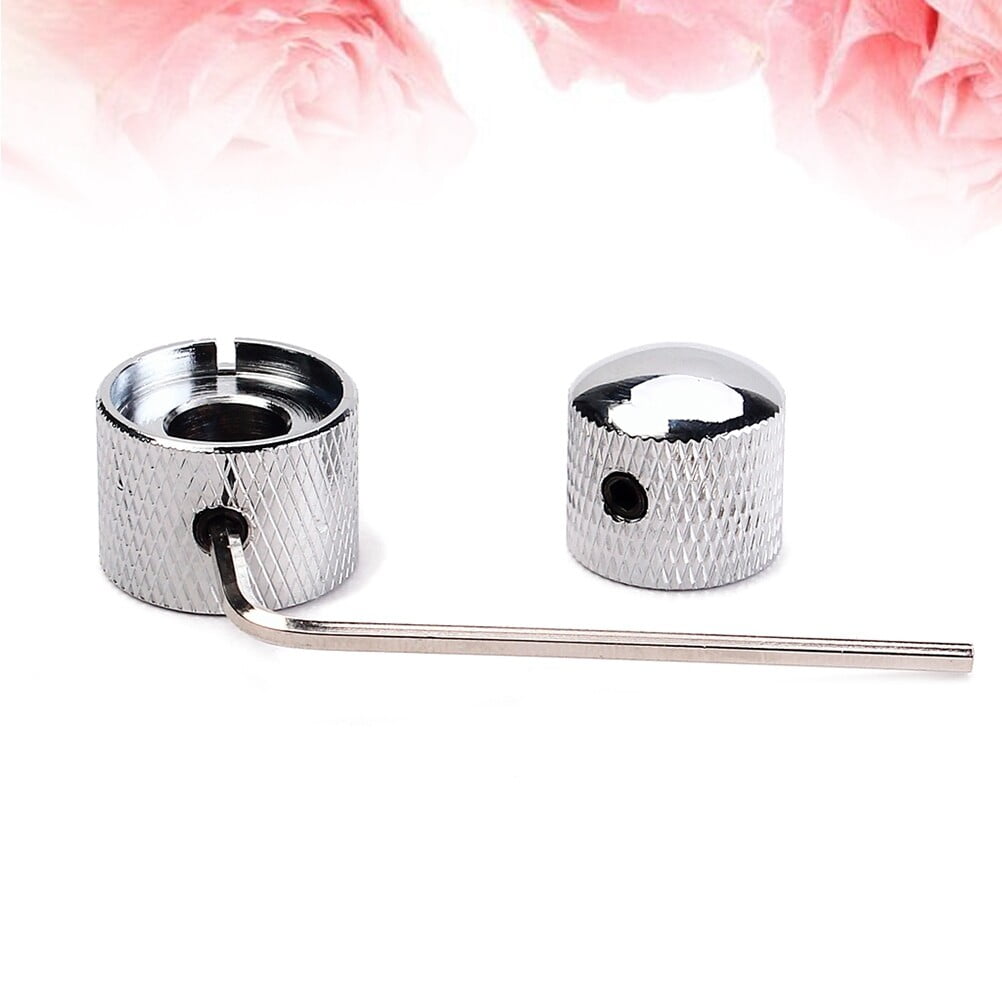 RENACLIPY 1 Set Chrome Guitar Knobs Dual Volume Tone Blend Control for Electric Guitar and Bass ...