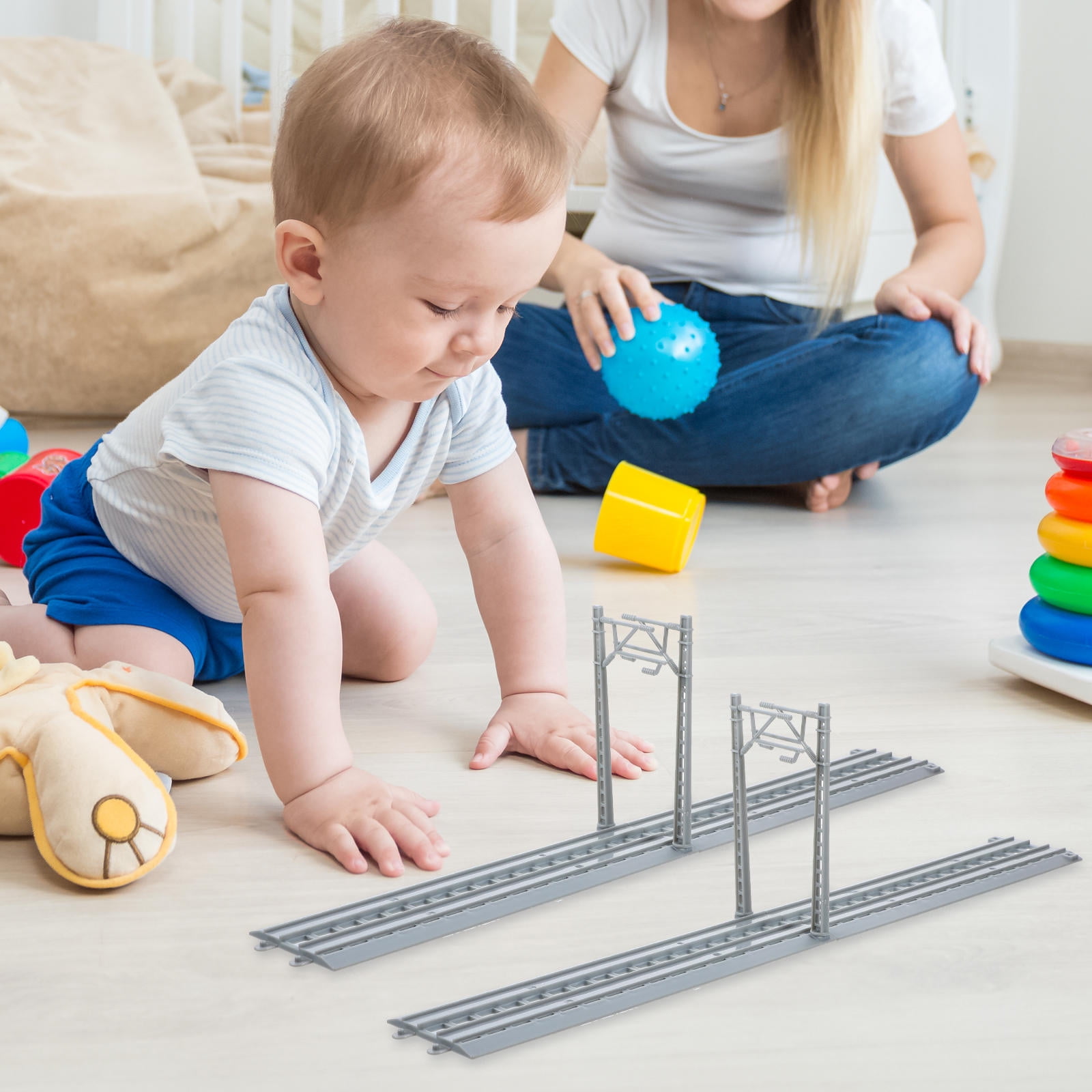 RENACLIPY 1 Set Train Track Model Grey Plastic For Kids Diy Assembly ...