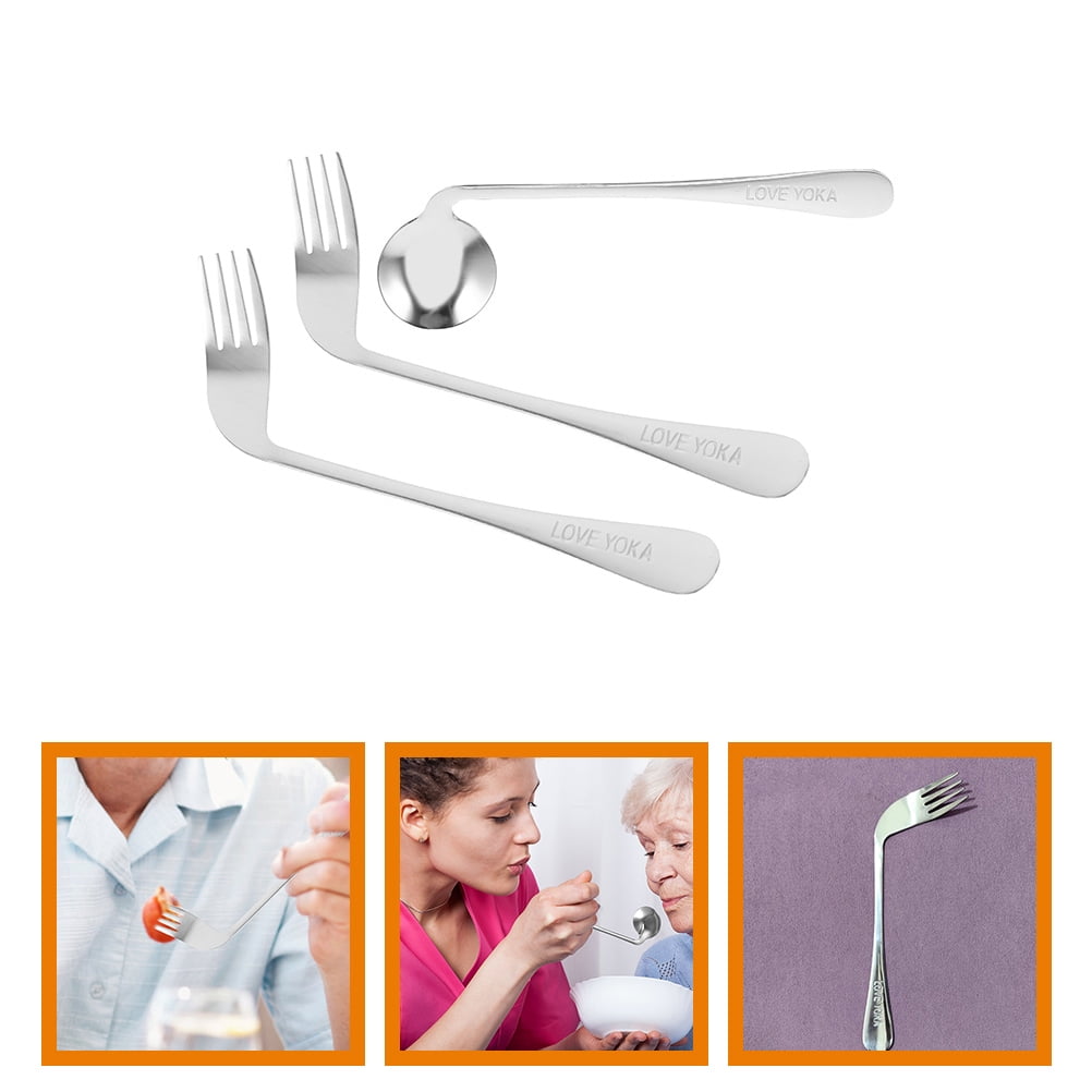 RENACLIPY 1 Set Utensils for Disabled People Angled Spoon for Patients ...