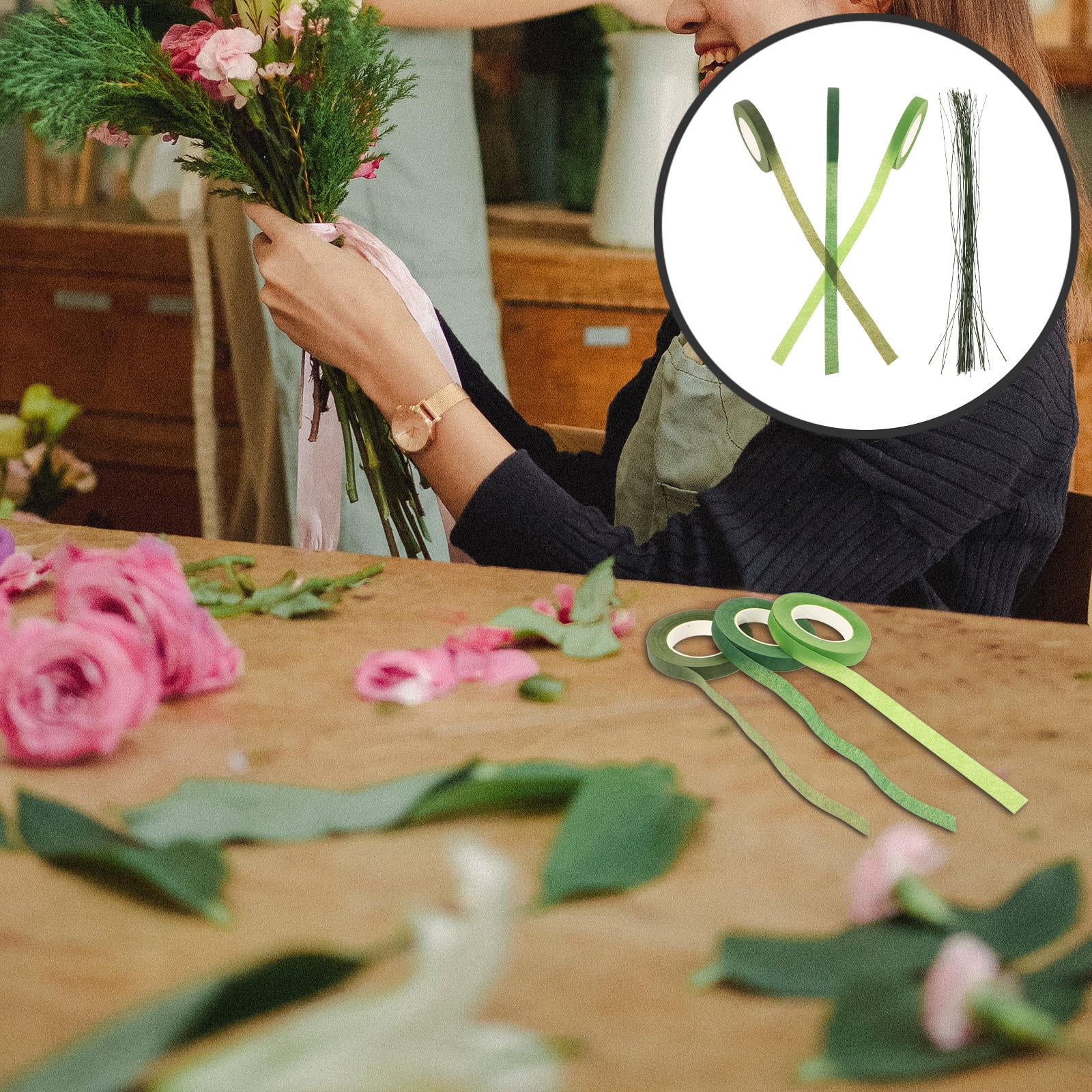 RENACLIPY 1 Set of Flower Stems for Crafts Green Metal Floral ...