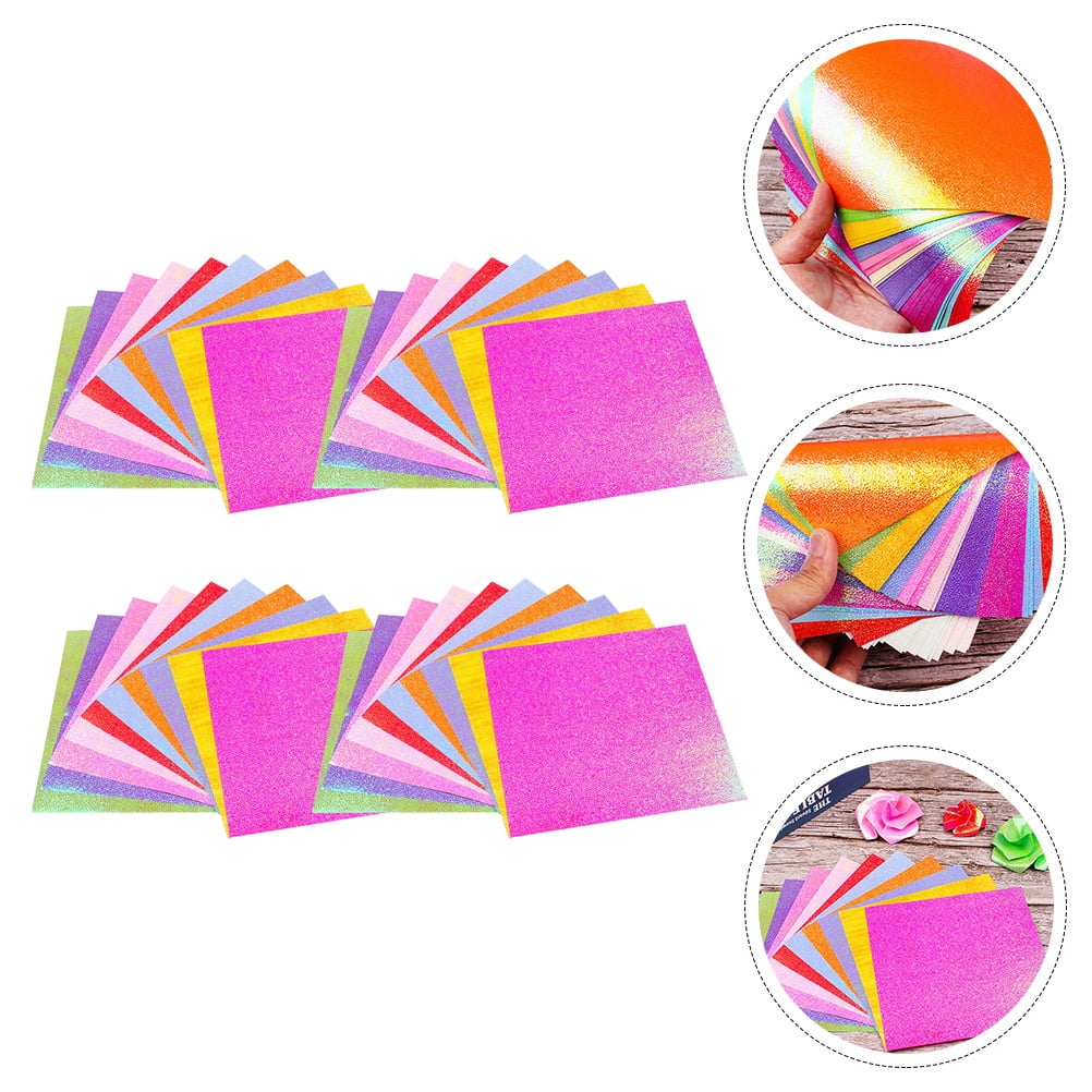 RENACLIPY 100Pcs Glitter Paper Folding Glitter Handmade Origami For Diy ...