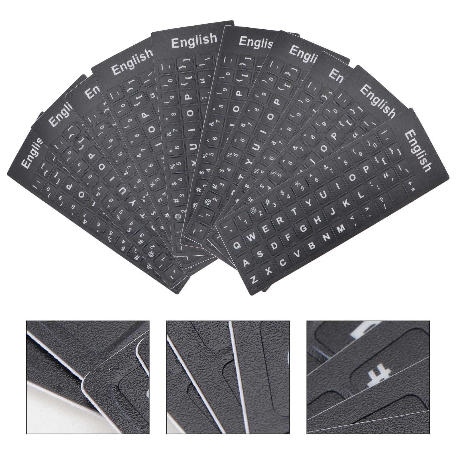 RENACLIPY 10Pack Black with White Letters Foreign Language Keyboard ...