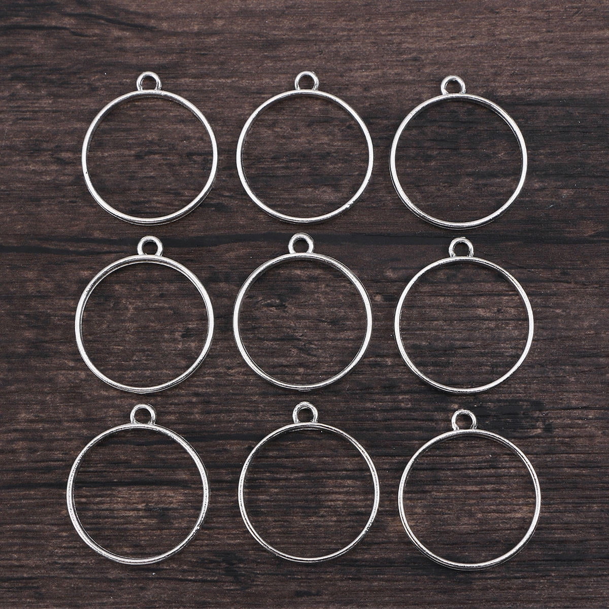 RENACLIPY 10Pcs Bezels Pendants For Jewelry Making Silver Round Open ...