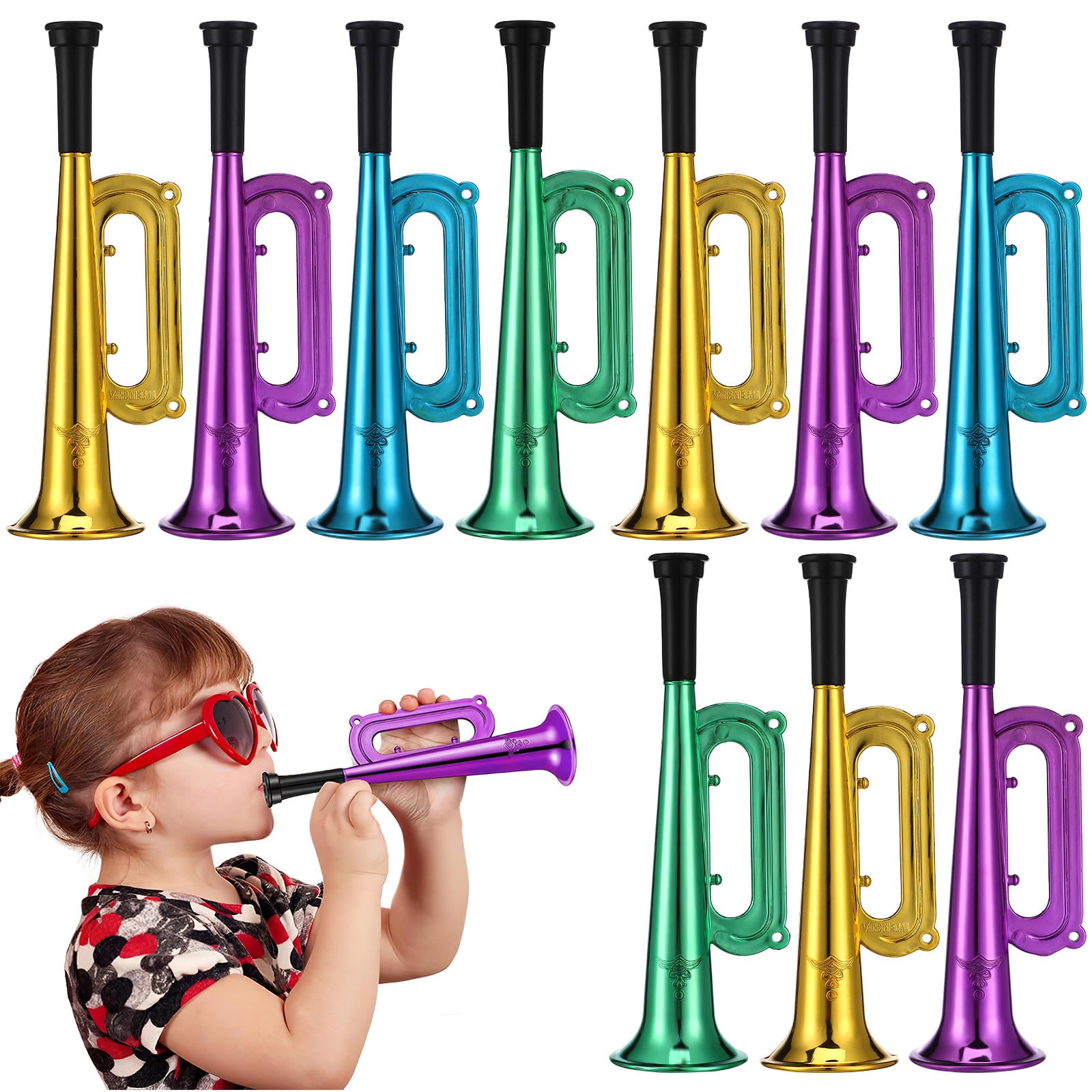 RENACLIPY 10Pcs Noisemaker Toys Plastic Trumpet for Game and Cheering 7 ...
