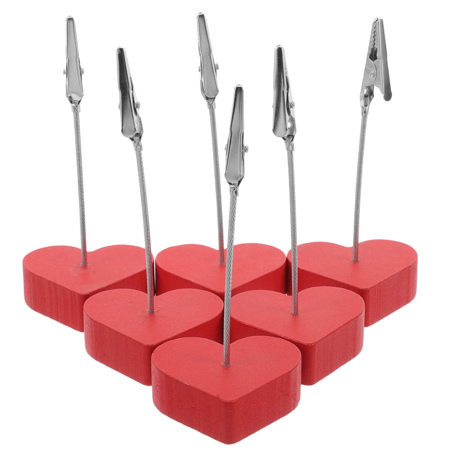 RENACLIPY 10pcs Alligator Clip Memo Holders with Red Wood Base, Place ...