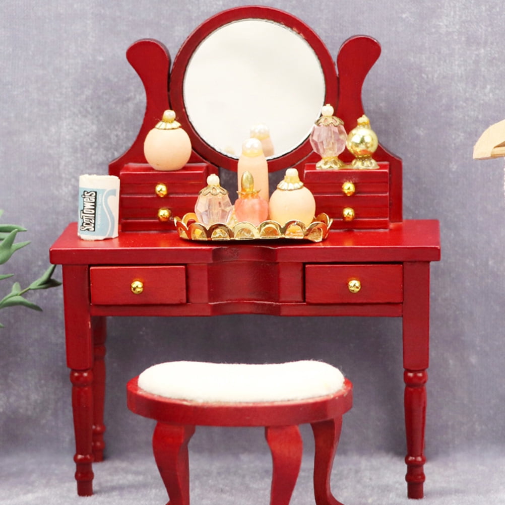 RENACLIPY Dressing Table Model 1Pc Red Synthetic Material Mini Dressing ...