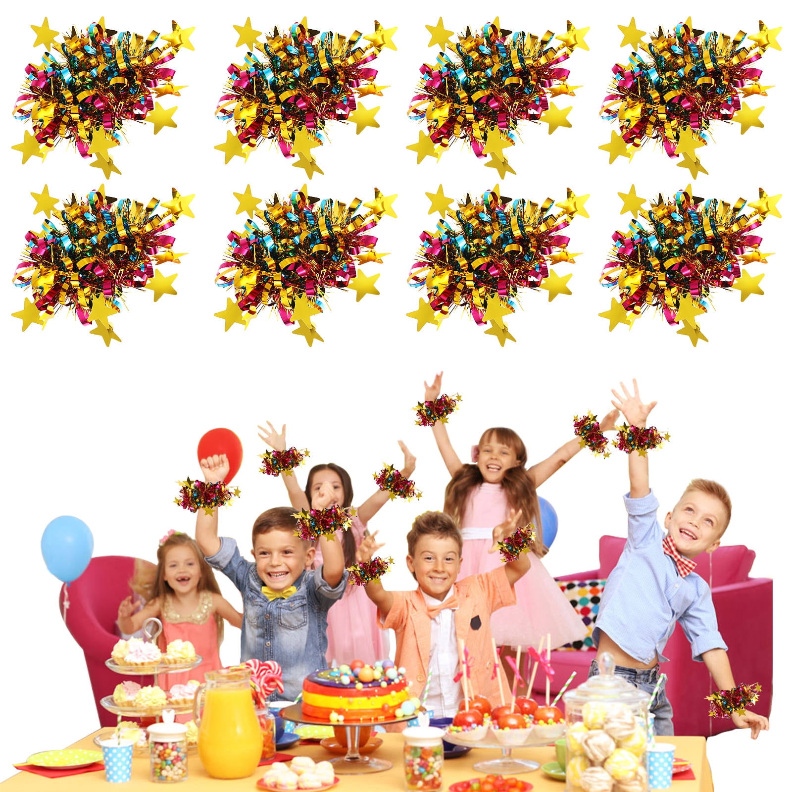 RENACLIPY Assorted Color Plastic Cheerleading Pom Poms, Five-Pointed ...