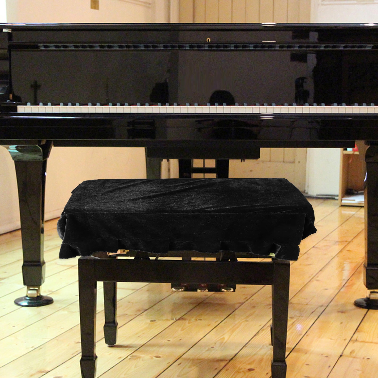 RENACLIPY Piano Stool Cover Black Velvet Practical for Home Office Shop ...
