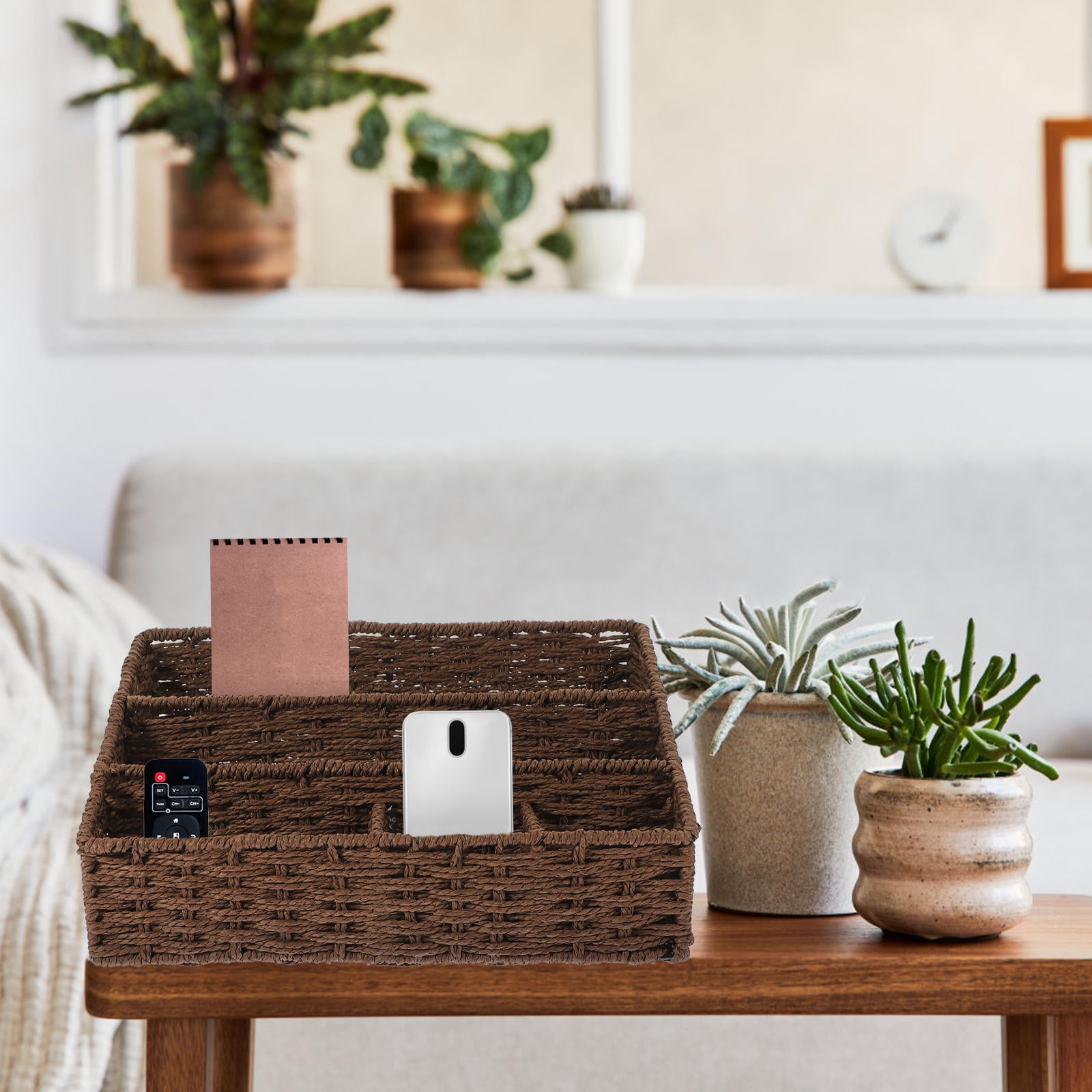 RENACLIPY 1Pack Iron Paper Rope Storage Box for Office Use Wicker Desk ...