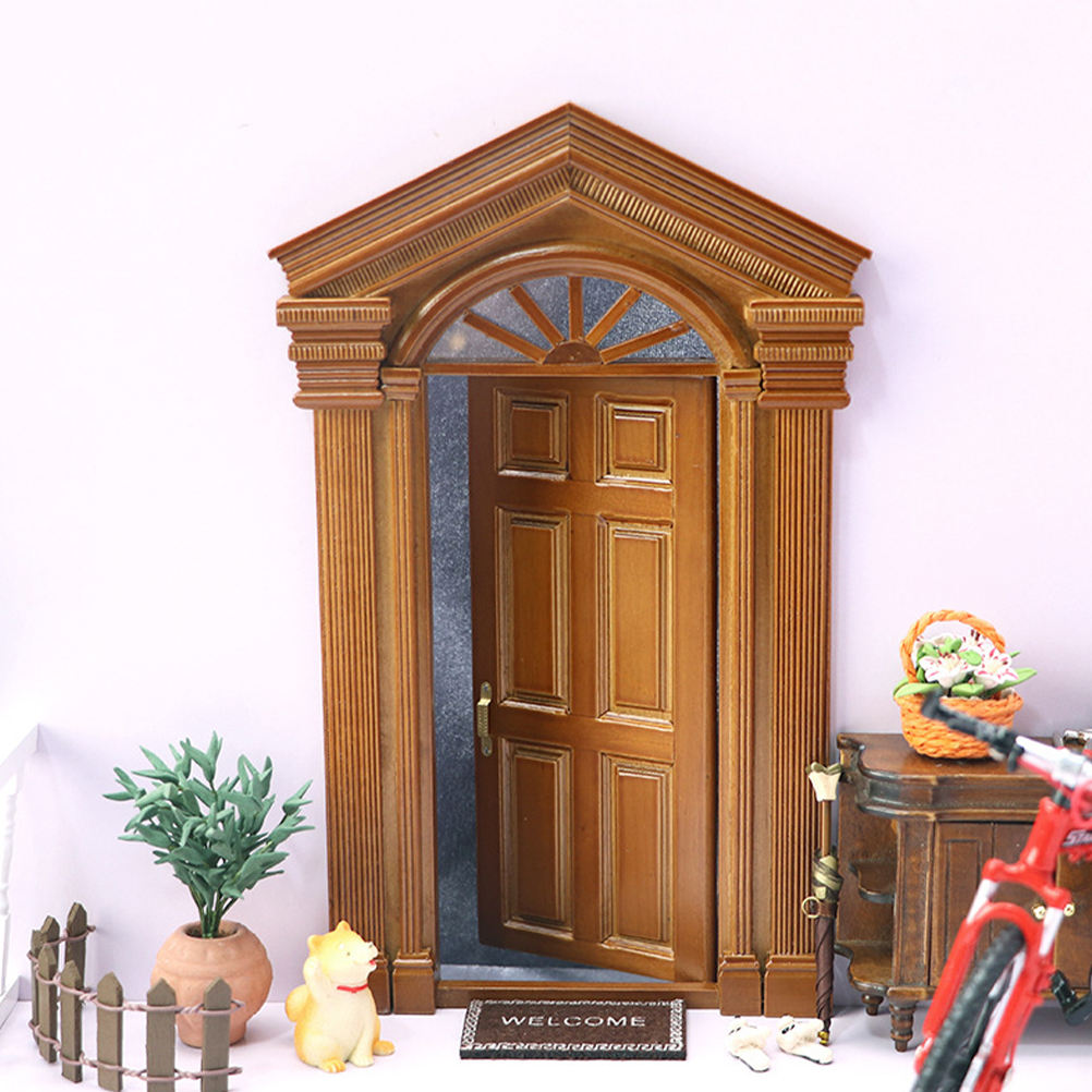 RENACLIPY 1Pack Mini Door Figurine Rectangular Wooden for Miniature ...