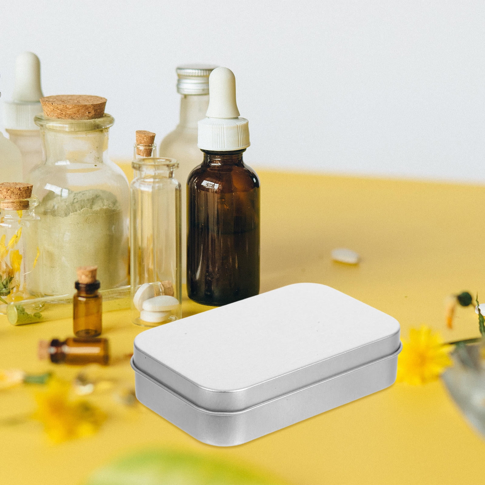 RENACLIPY 1Pack Rectangular Tin Box for Party Favors and Personal Use Silver Color Tinplate ...