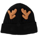 RENACLIPY Black Reindeer Antlers Beanie Hat for Men, Deer Knit Cap ...