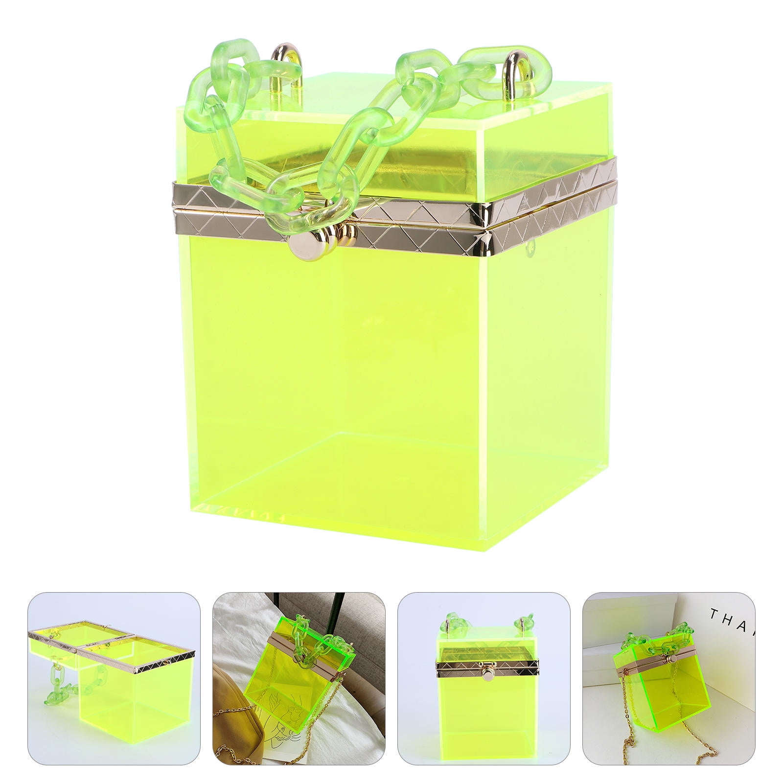 RENACLIPY 1Pc Clear Handbag for Girls Transparent Box Bag Mini Clear ...