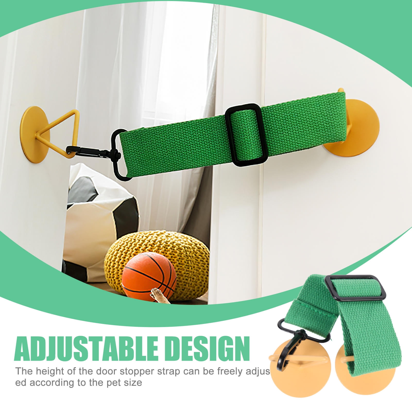 RENACLIPY 1Pcs Green Cloth Door Latch for Dogs 30X5X5CM with Adjustable ...