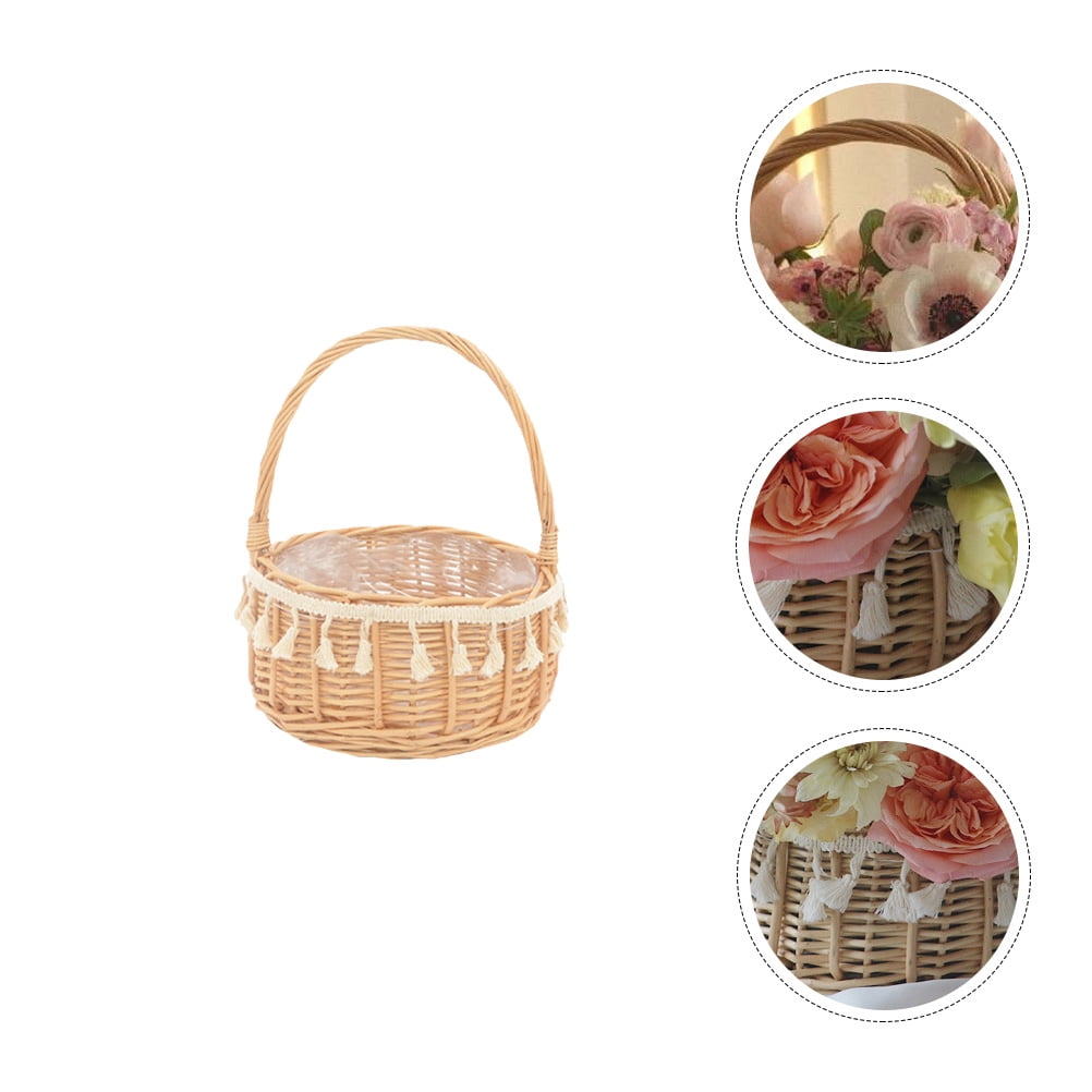 RENACLIPY Khaki Woven Wood Flower Basket - Perfect for Flower ...