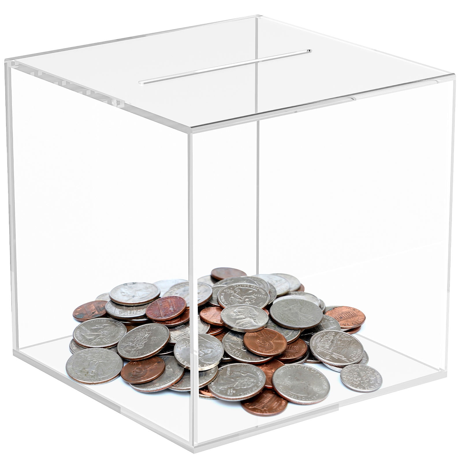 Clear Acrylic Money Bank for Adults, Secure Unopenable Cash Container ...