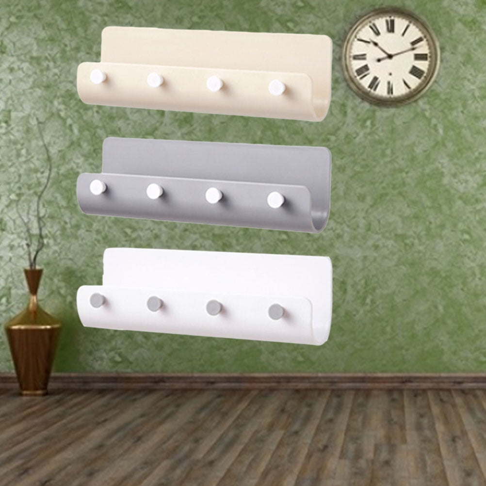 RENACLIPY 1Set Keys Holder Grey ABS Key Hanging Adhesive Storage Rack ...