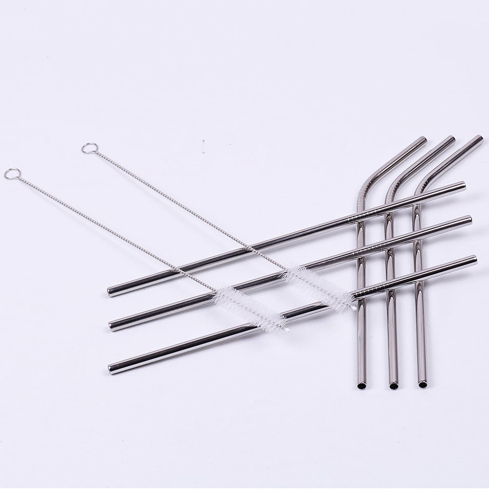RENACLIPY 1Set Portable Stainless Steel Straw Silver Reusable for ...