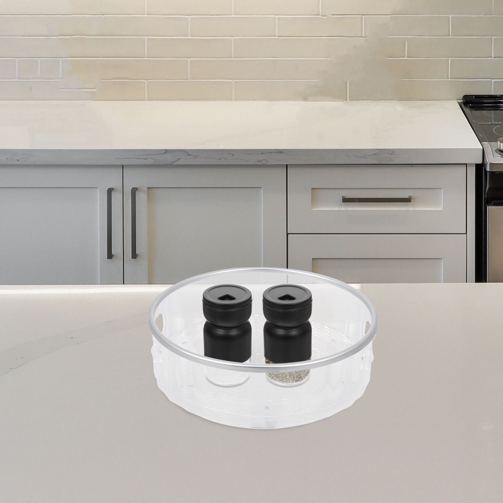 RENACLIPY Seasoning Jar Storage Rack Set, Grey ABS Rotating Kitchen ...