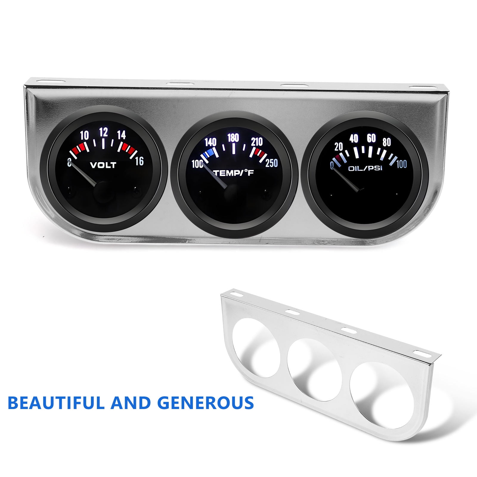 RENACLIPY 1Set Triple Gauge Mounting Panel Silver Automotive Mounting ...