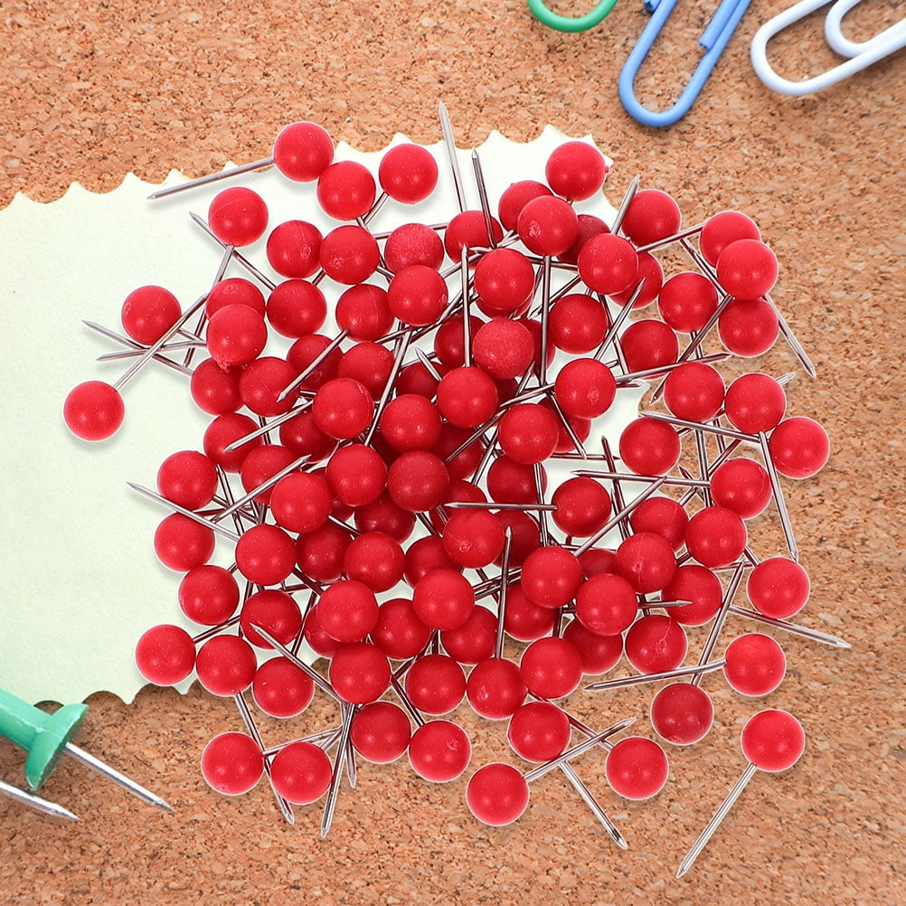 RENACLIPY 200pcs Small Marking Pin Travel Push Pins Red Plastic ...