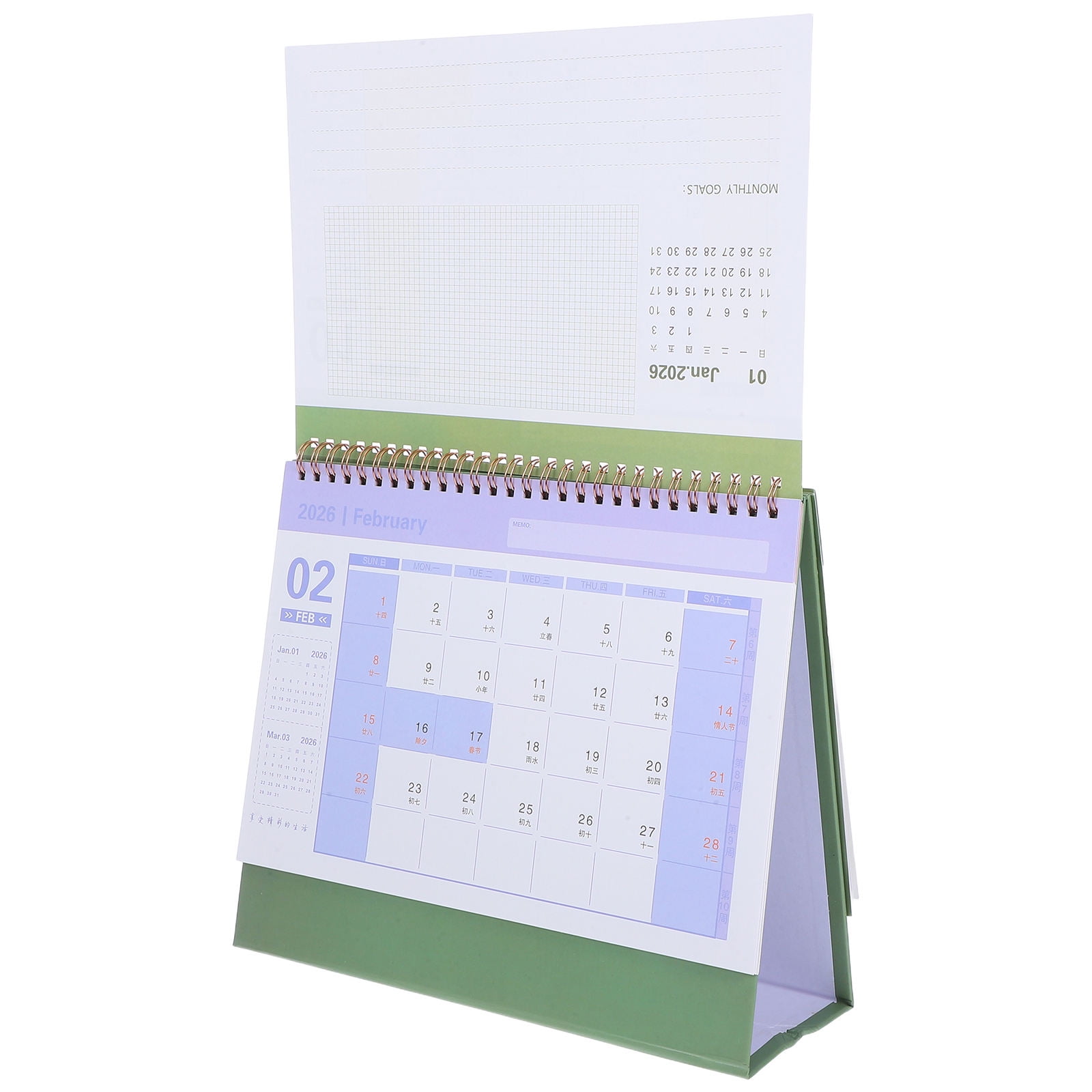 RENACLIPY Olive Green 2026 Desk Calendar with Compact Foldable Design ...