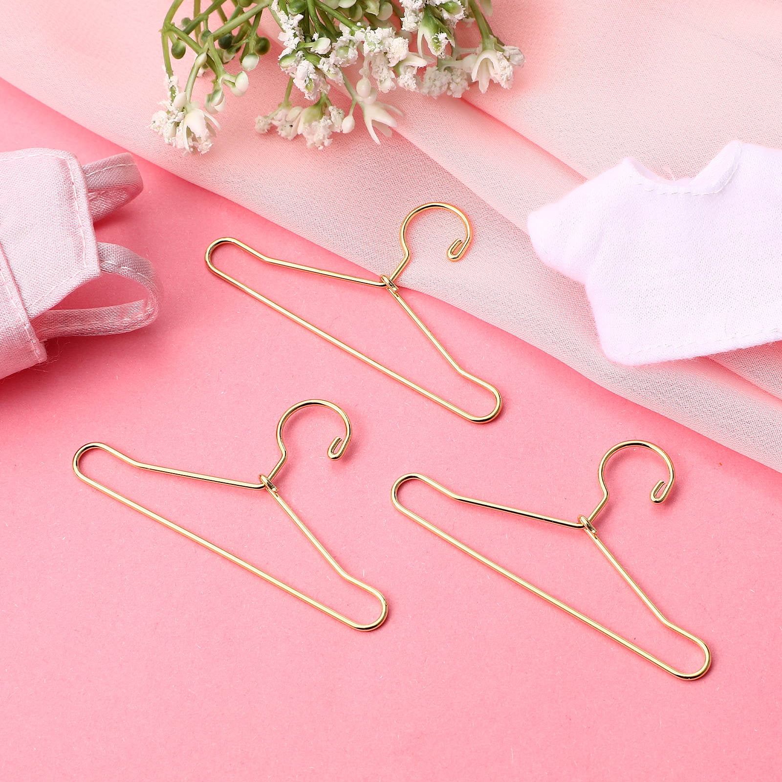 RENACLIPY 20Pack Mini Clothing Rack Golden Metal 2.56X1.42in for Doll ...