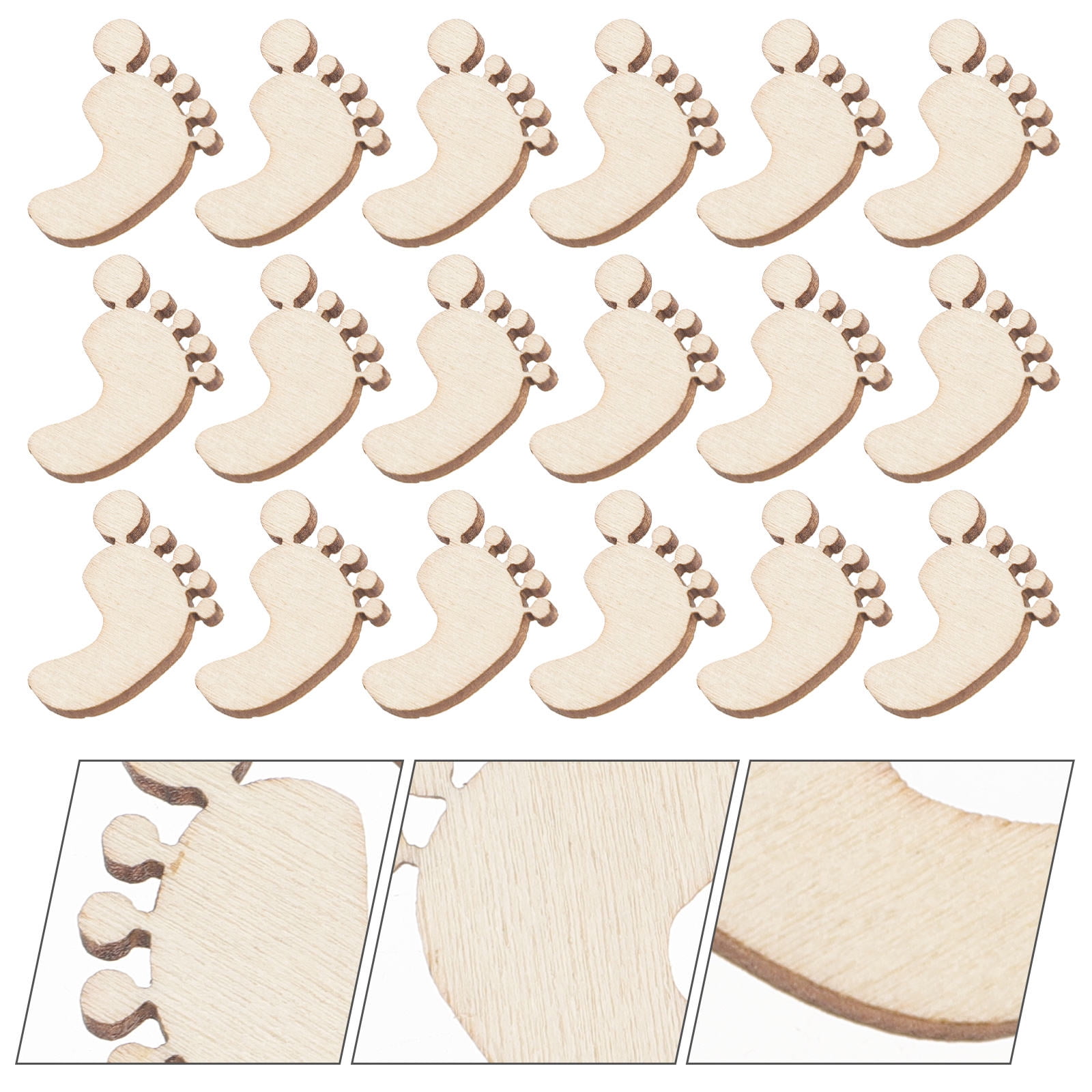 RENACLIPY Wood Embellishments for Crafts Wooden Foot Shapes Beige ...