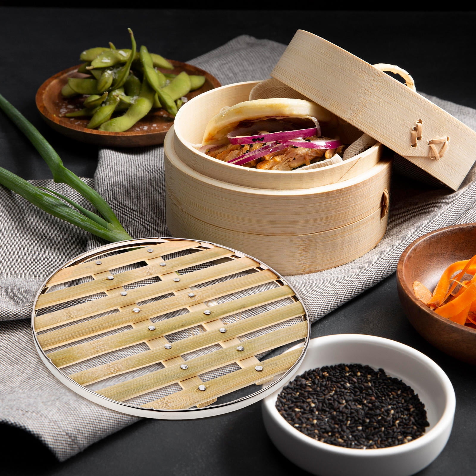 RENACLIPY 24Pack Non-Stick Reusable Bamboo Steamer Mat Assorted Color ...