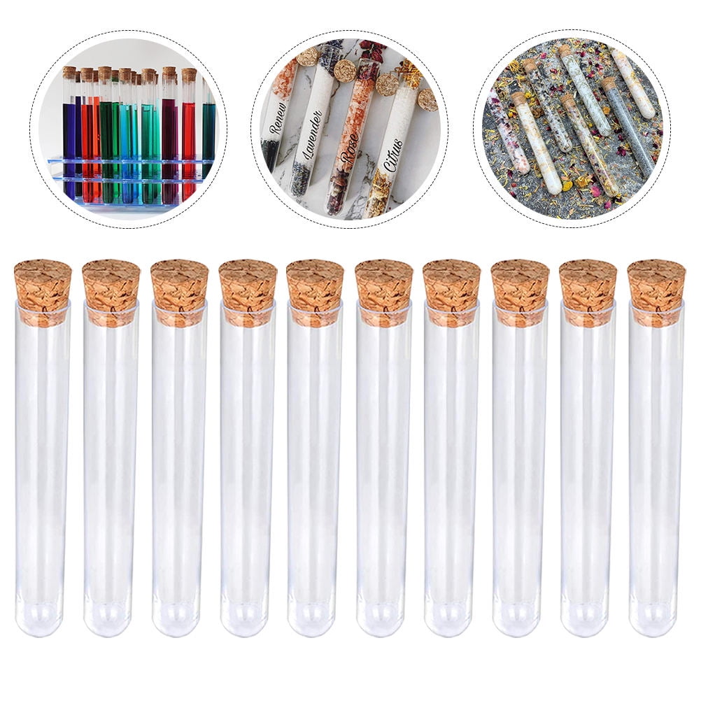 RENACLIPY Clear Plastic Test Tubes with Corks for Scientific ...
