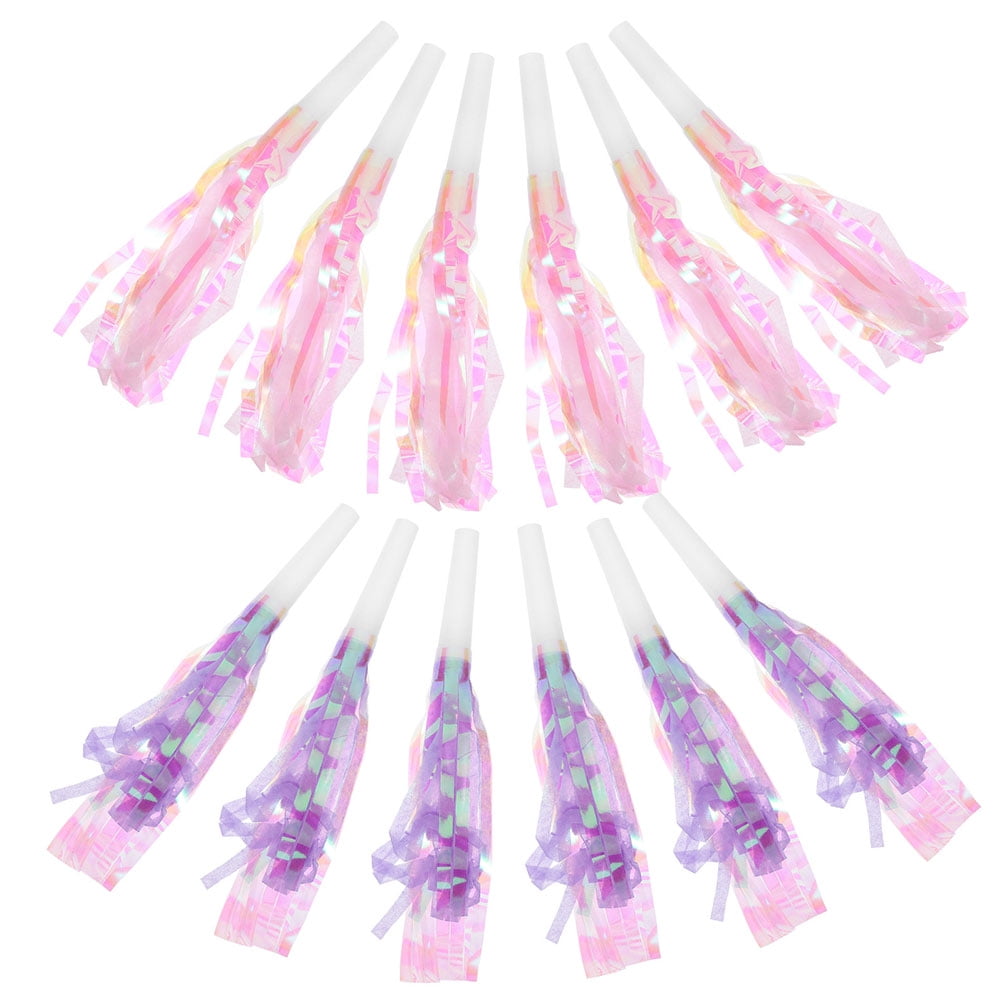 RENACLIPY 24Pcs Assorted Color Plastic Fringed Whistle Horns for Party ...